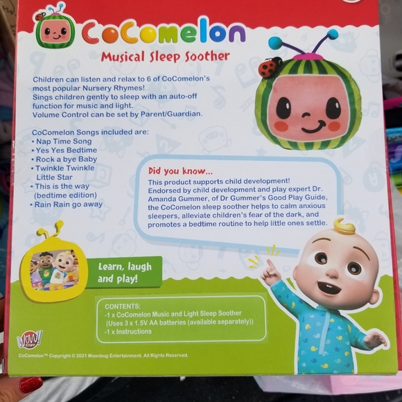 Toys | Cocomelon Musical Sleep Soother Nursery Rhymes Plush Watermelon ...